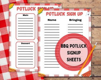 Editable BBQ Potluck Sign up Sheet - Etsy