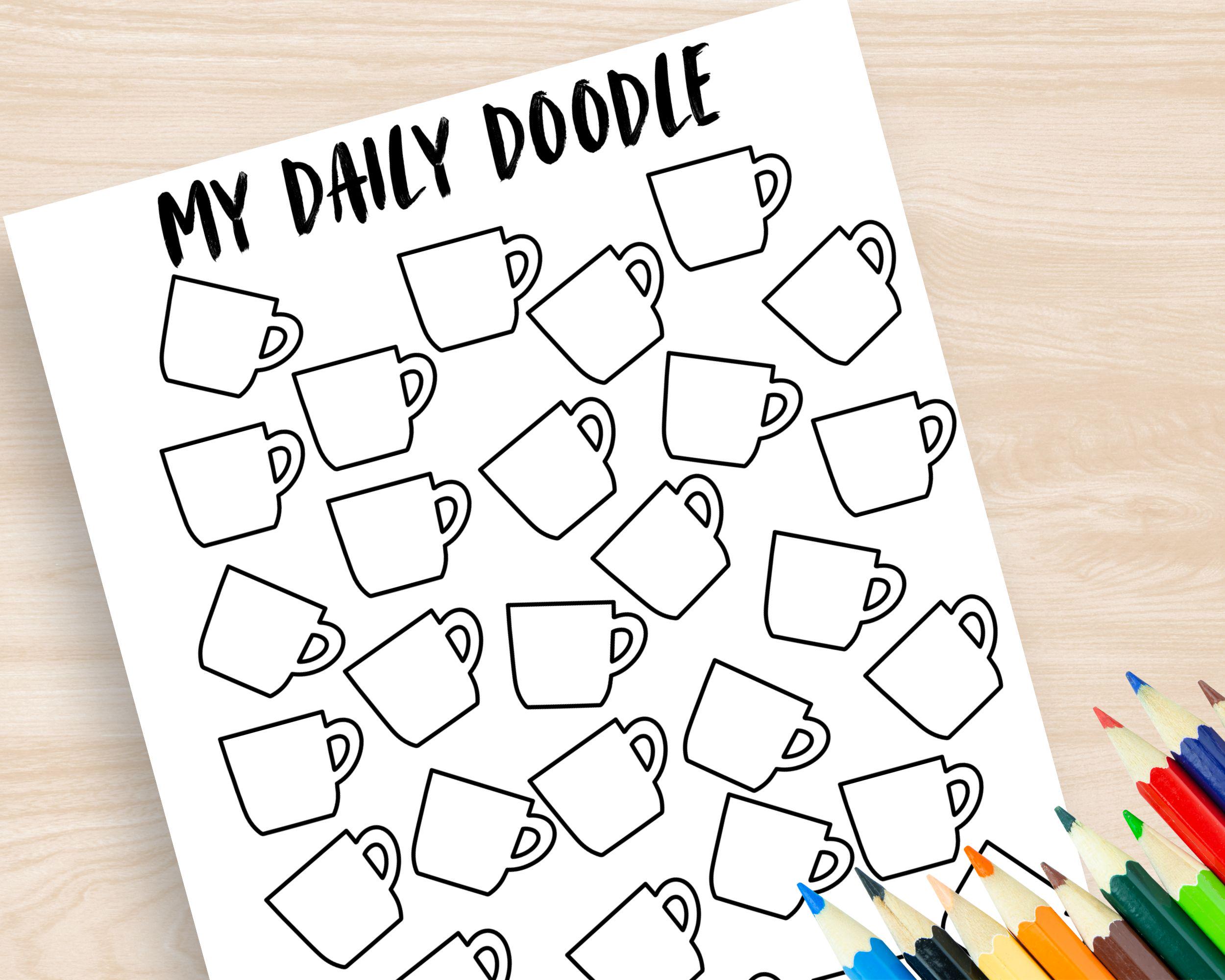 Doodle of the Day Journal Page Printable; Tea Doodle Planner Page ...