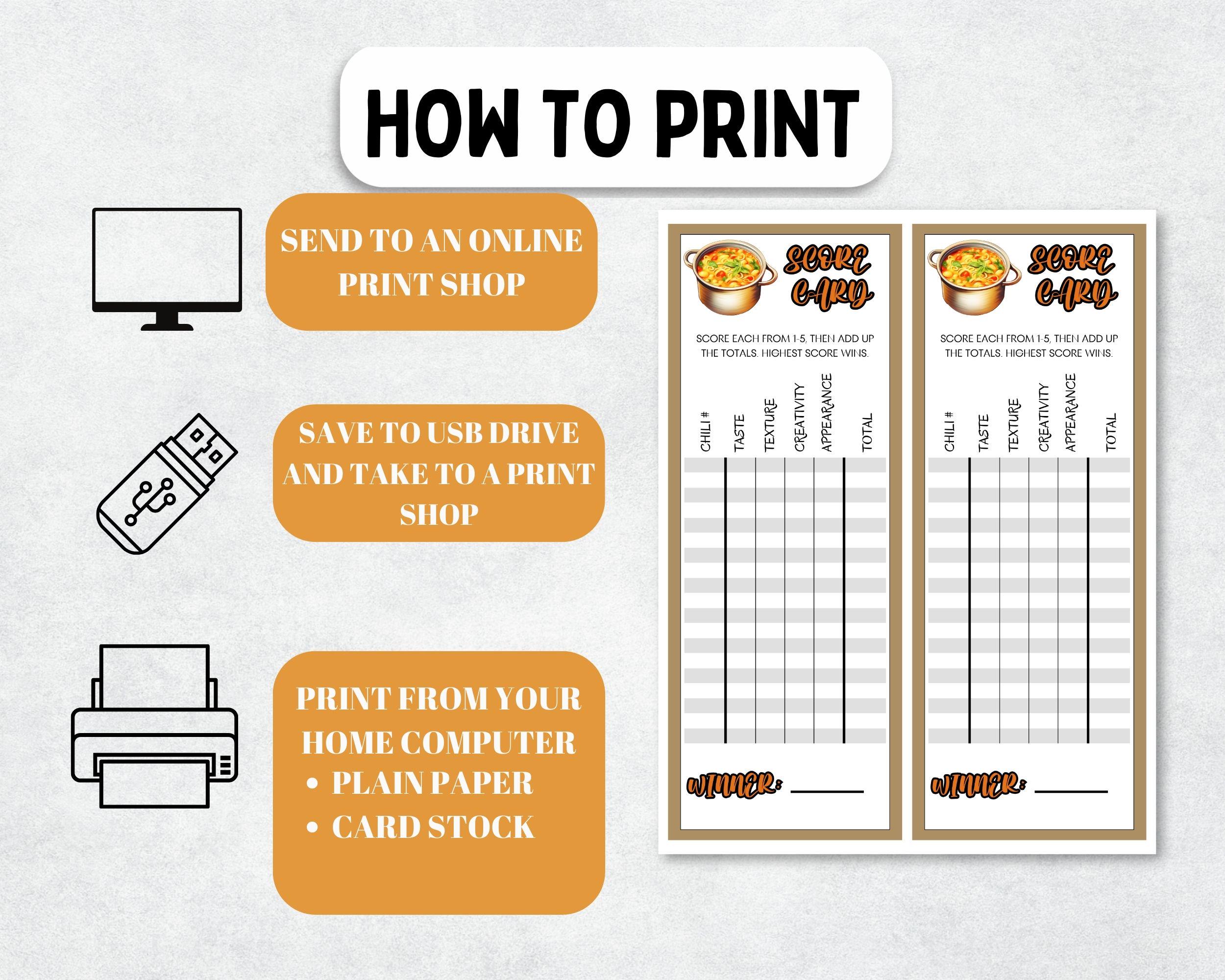 Printable Soup Score Cards; for Soup Cook Offs or Soup Parties; 2 ...