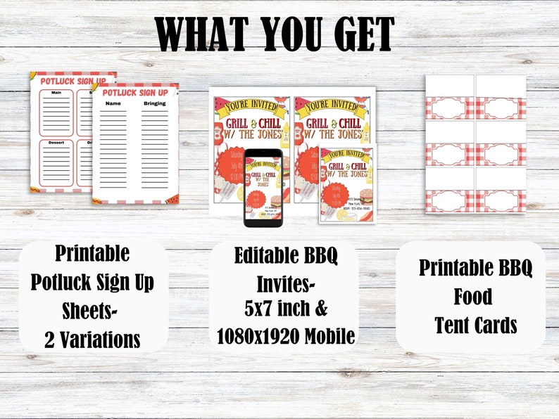 Ultimate BBQ Bundle; Editable BBQ Invite; Printable BBQ Potluck Sign up ...