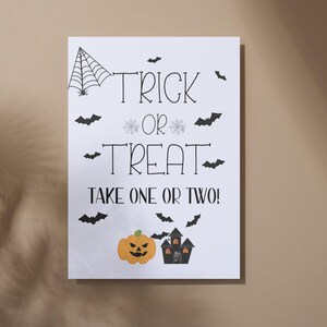 Trick or Treat Sign Printable for Halloween Night; Trick or Treat Door ...