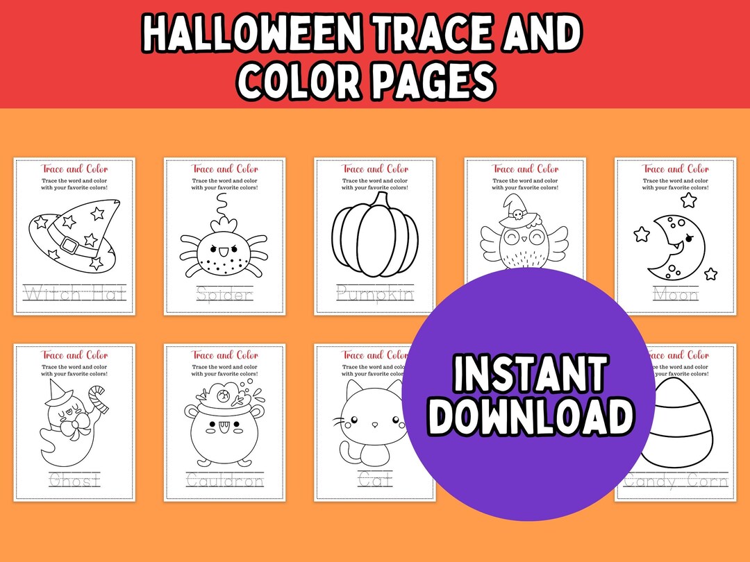 Halloween "trace and Color" Game; Printable Halloween Activity ...