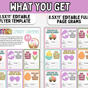 Editable Easter Candy Grams; PTO PTA School Spring Fundraiser; Candy ...