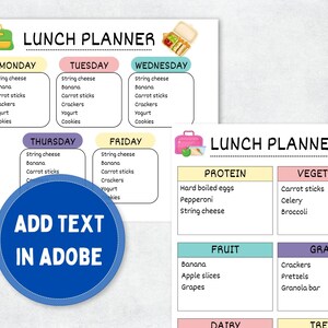 Ultimate School Lunch Planner Bundle; Fillable and Printable; Lunch ...