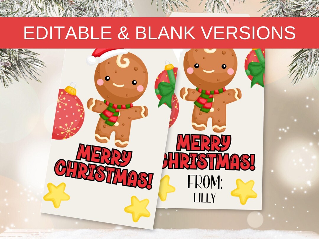 Editable Gingerbread Gift Tags; Christmas Gift Tags Printable; Edit in ...