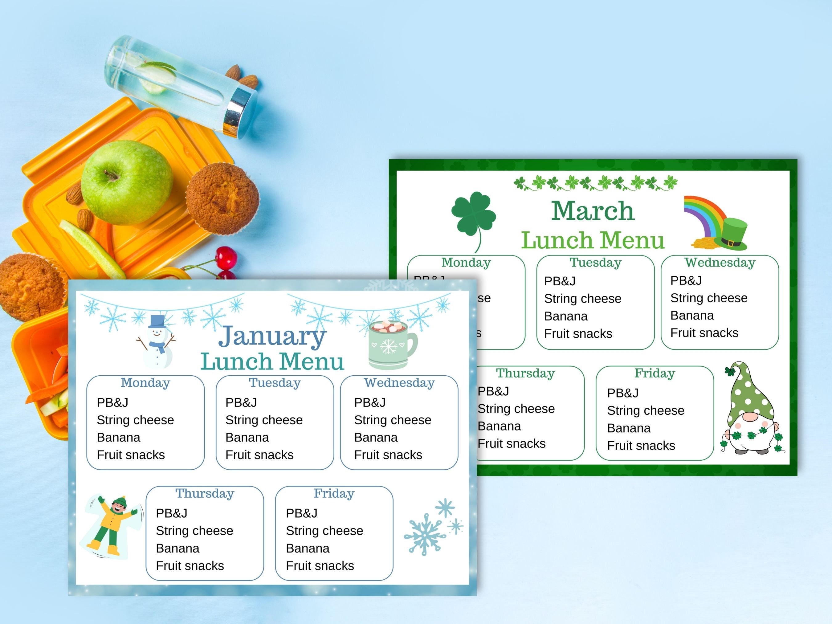 Kids School Lunch Menu Monthly Lunch Menu Template Fillable and ...
