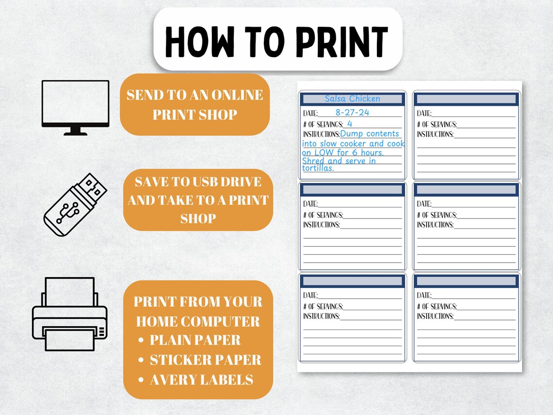 Freezer Bag Labels Printable Labels for New Moms, Freezer Meal Parties ...