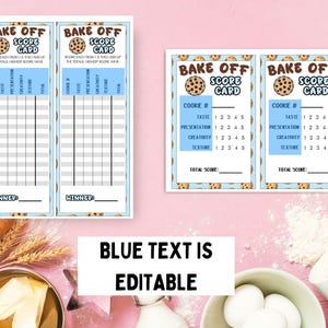 Editable Cookie Bake off Score Cards; Baking Competition Voting Cards ...