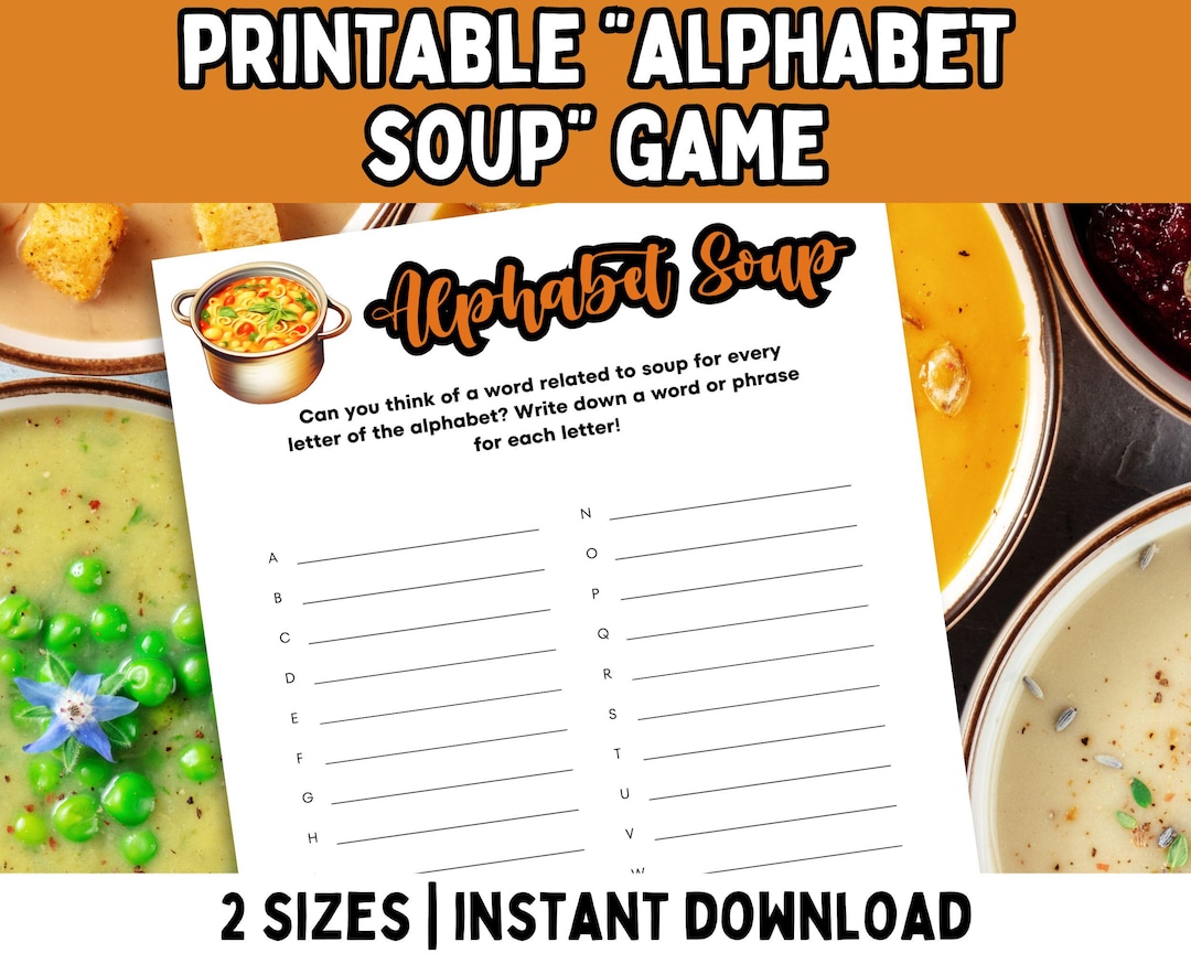 Soup Games PDF; Printable "alphabet Soup" Game; Soup Party Game; Soup ...