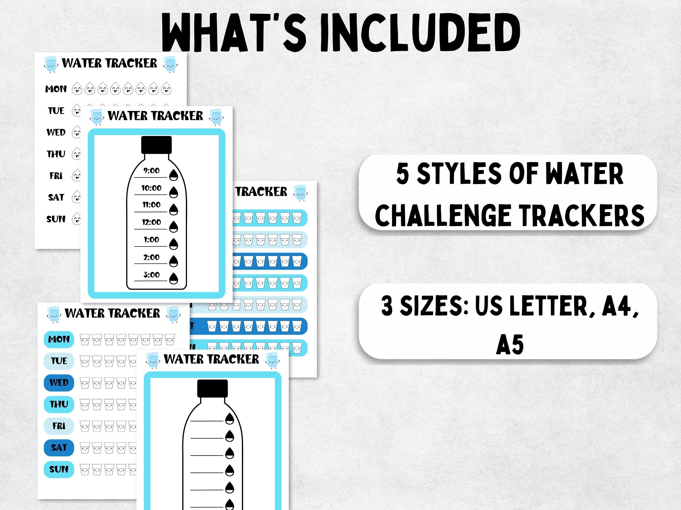 Kids Water Trackers With Hours; Kawaii Water Tracker Pdfs; Printable ...