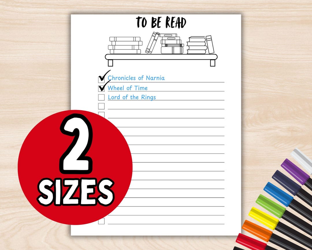 To Be Read Checklist Printable; TBR List; Book Journal Page; Reading ...