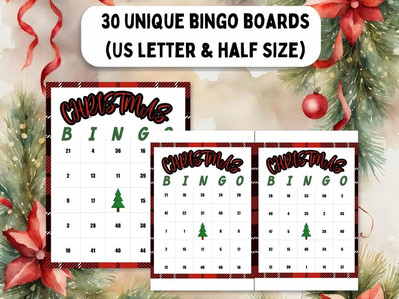 Christmas Number Bingo; Printable Christmas Bingo; 30 Christmas Bingo ...