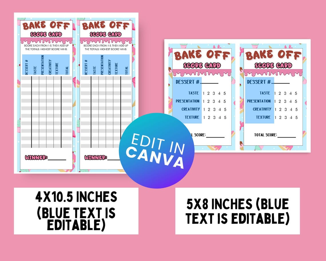Editable Bake off Contest Kit; Printable Baking Competition Voting ...
