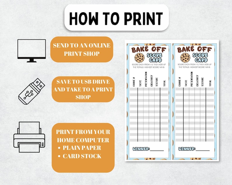 Editable Cookie Bake off Score Cards; Baking Competition Voting Cards ...