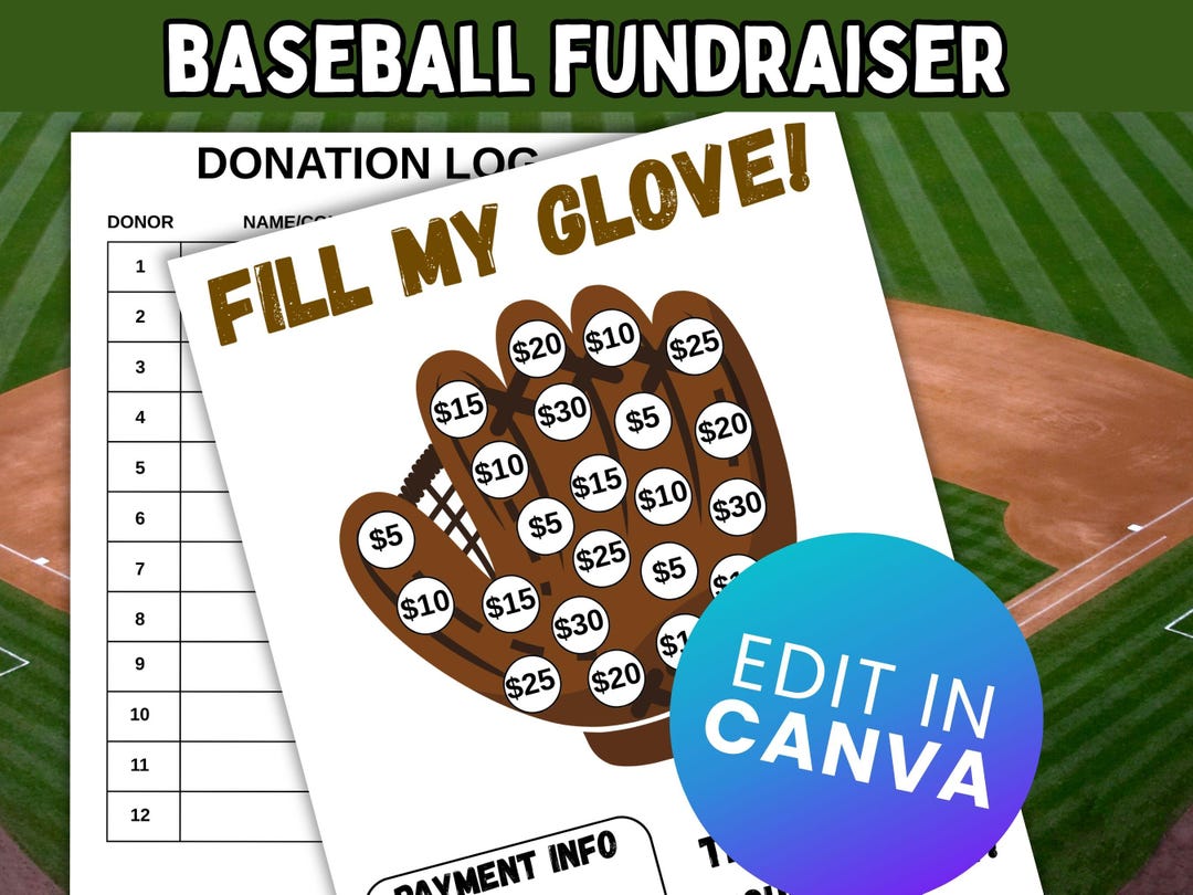 Fill My Glove; Baseball Fundraiser Printable; Fundraiser Form PDF ...
