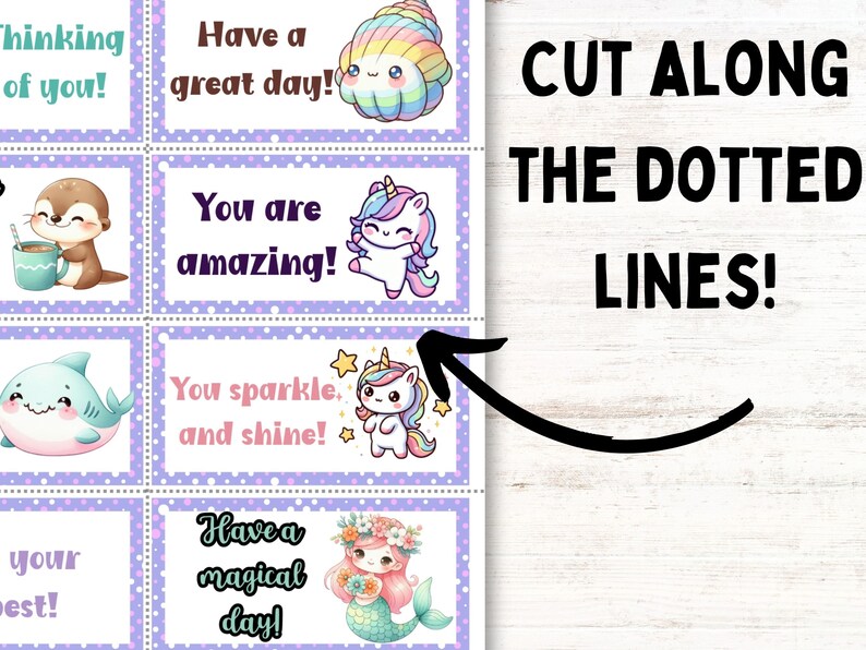 Lunch Box Notes for Girls; Printable Kids Love Notes; Positive ...