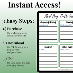 Weekly Meal Prep Planner; Meal Prep Checklist; Cheat Sheet Printable ...
