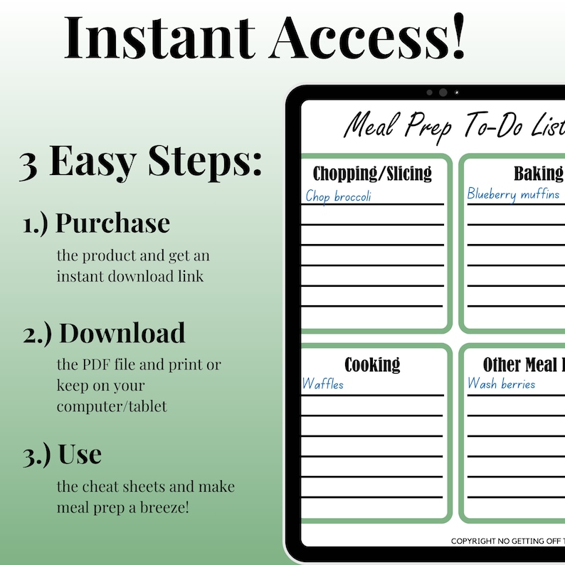 Weekly Meal Prep Planner; Meal Prep Checklist; Cheat Sheet Printable ...