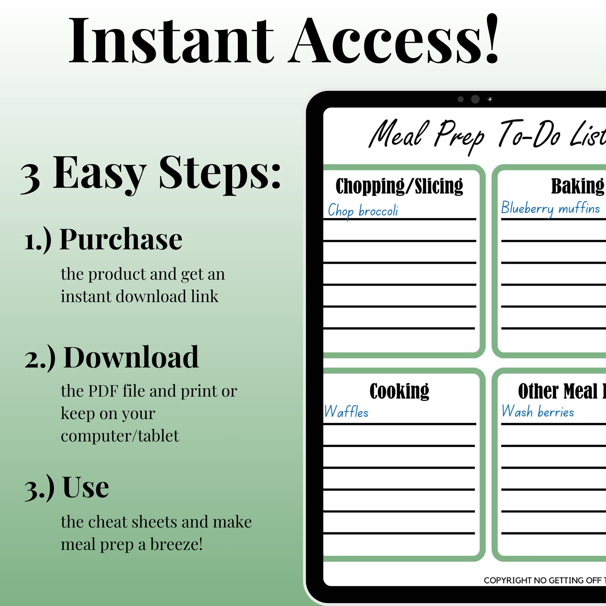 Weekly Meal Prep Planner; Meal Prep Checklist; Cheat Sheet Printable ...