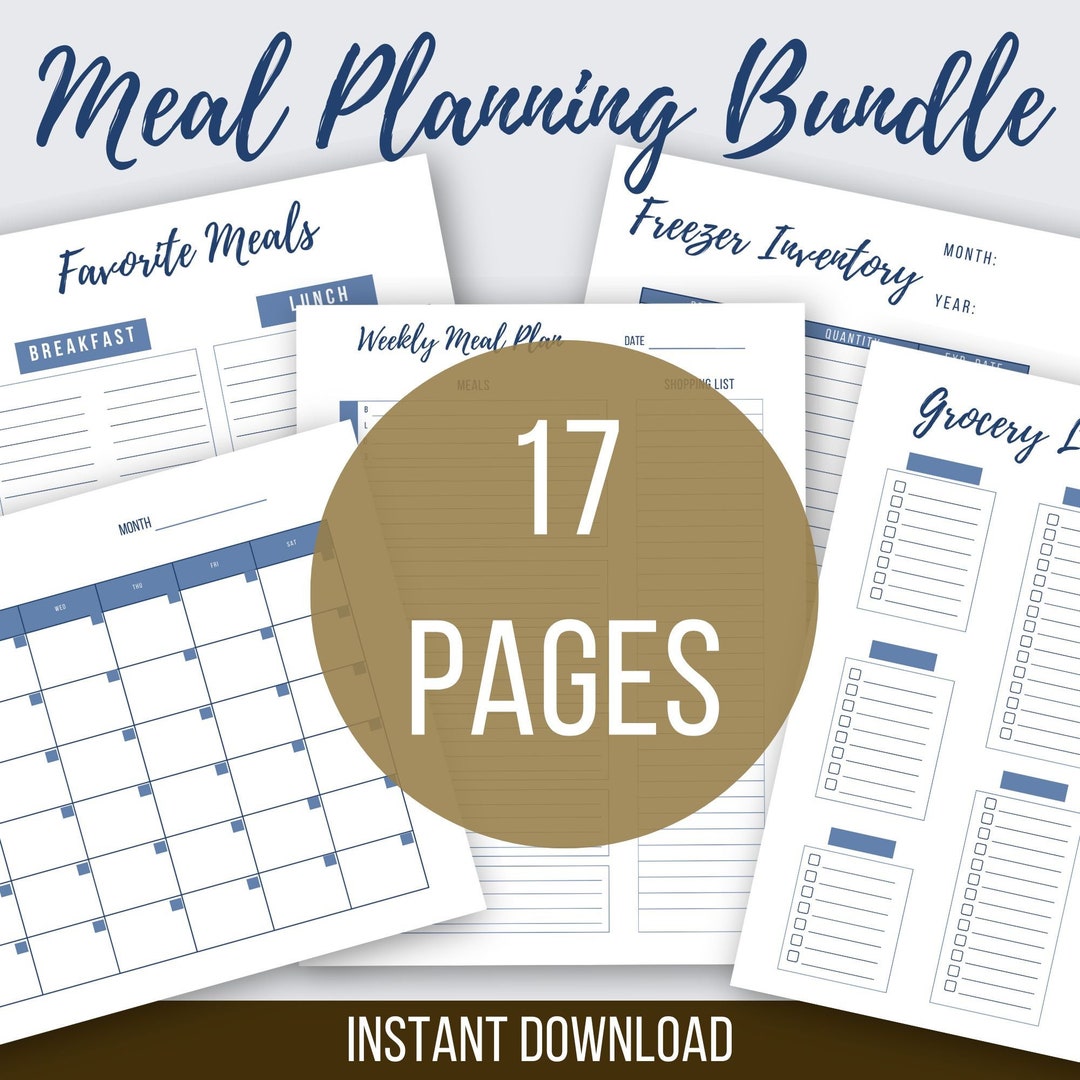 Ultimate Meal Planning Bundle; Printable Templates; Organized Weekly ...