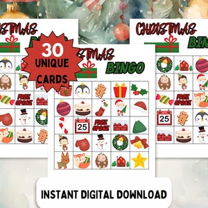 Christmas Bingo Game; Printable Christmas Bingo; 30 Christmas Bingo ...