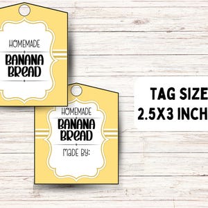 Banana Bread Gift Tags; Printable Gift Tags for Treat Bags; Banana ...