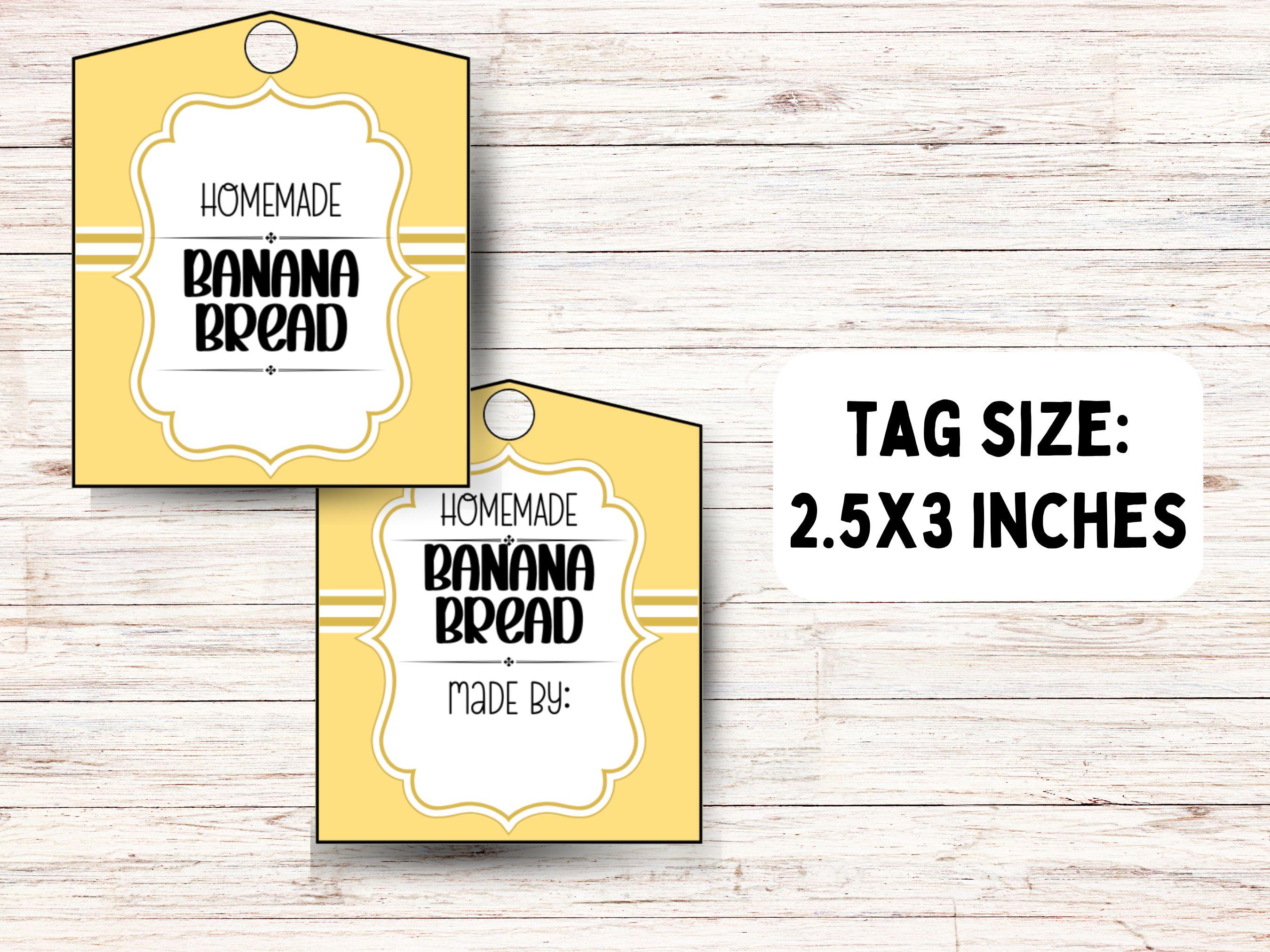 Banana Bread Gift Tags; Printable Gift Tags for Treat Bags; Banana ...