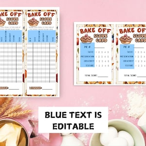 Editable Pie Bake off Score Cards; Printable Baking Competition Voting ...