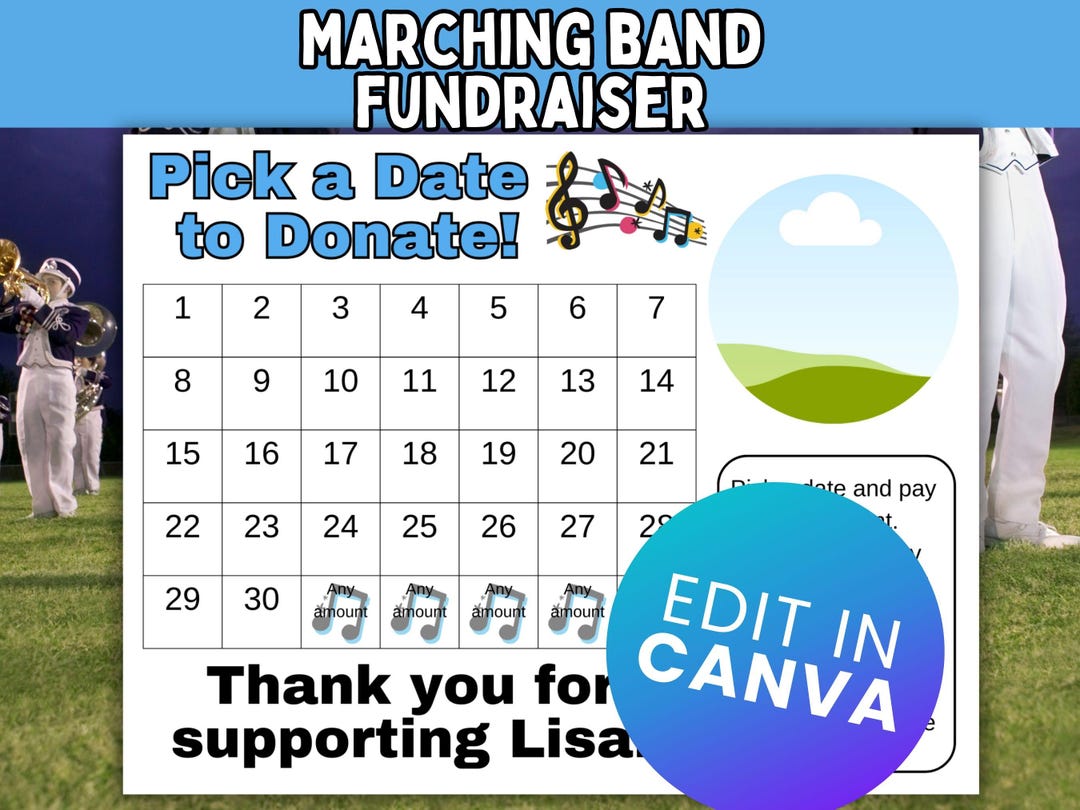 Editable Band Calendar Fundraiser; Pick a Date Fundraiser; Marching ...