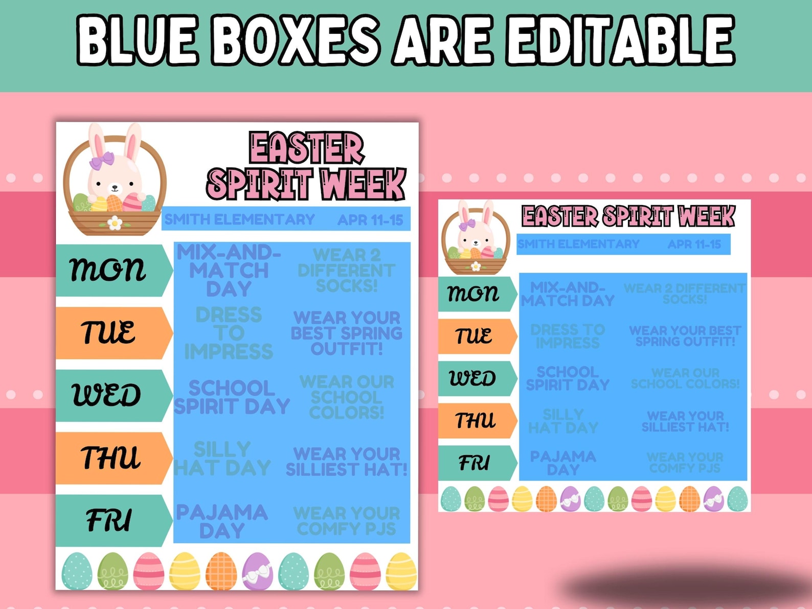 Editable Easter Spirit Week Flyer; for Elementary School PTO and PTA ...