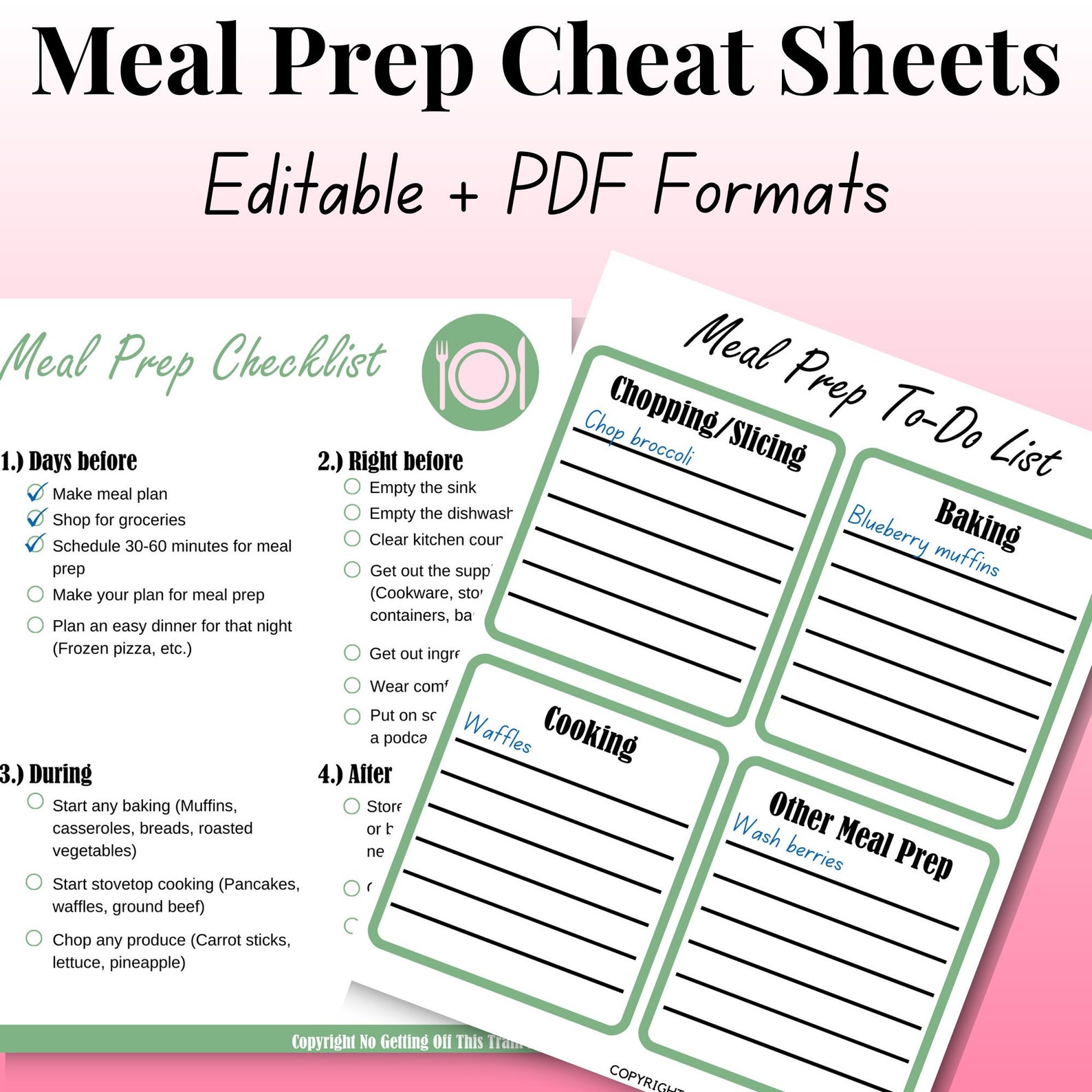 Weekly Meal Prep Planner; Meal Prep Checklist; Cheat Sheet Printable ...