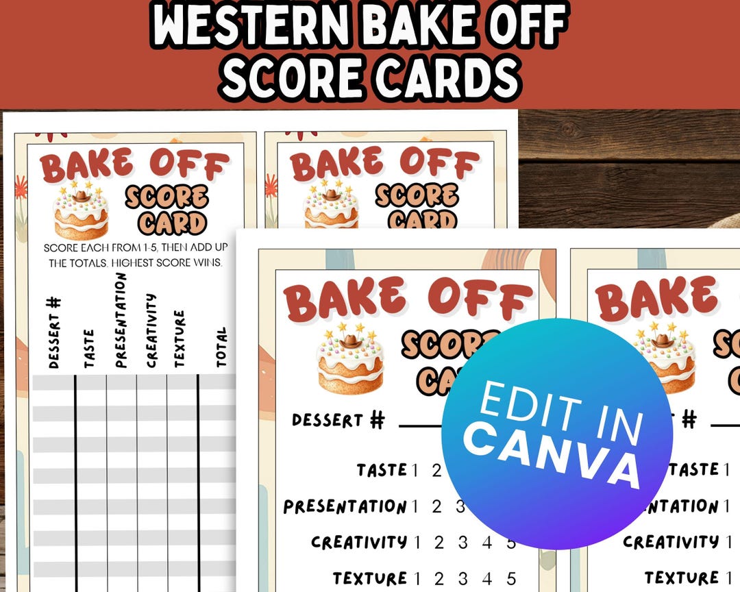 Editable Bake off Score Cards; Western Bake Off; Printable Baking ...