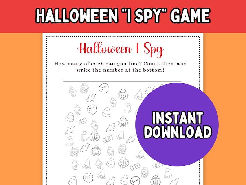 Halloween I Spy Game; Printable Halloween Activity; Halloween Party ...