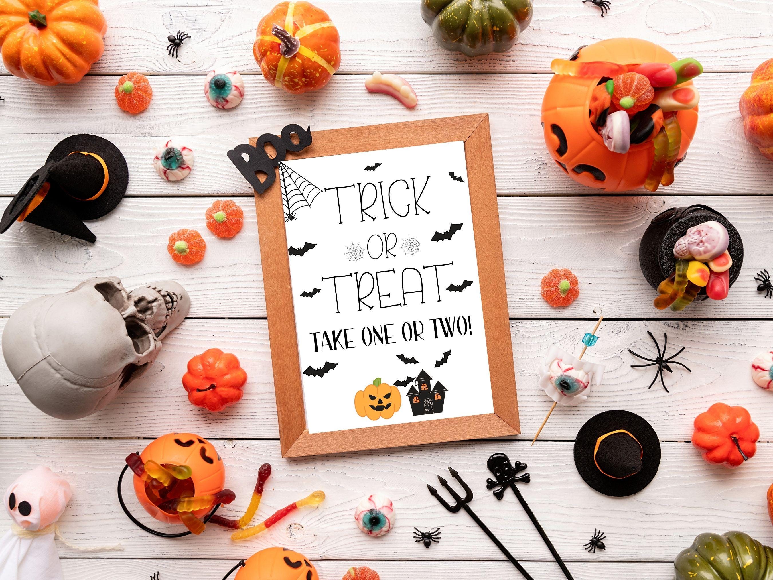 Trick or Treat Sign Printable for Halloween Night; Trick or Treat Door ...