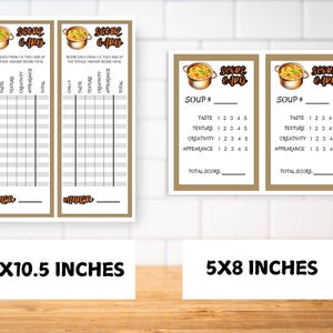 Printable Soup Score Cards; for Soup Cook Offs or Soup Parties; 2 ...
