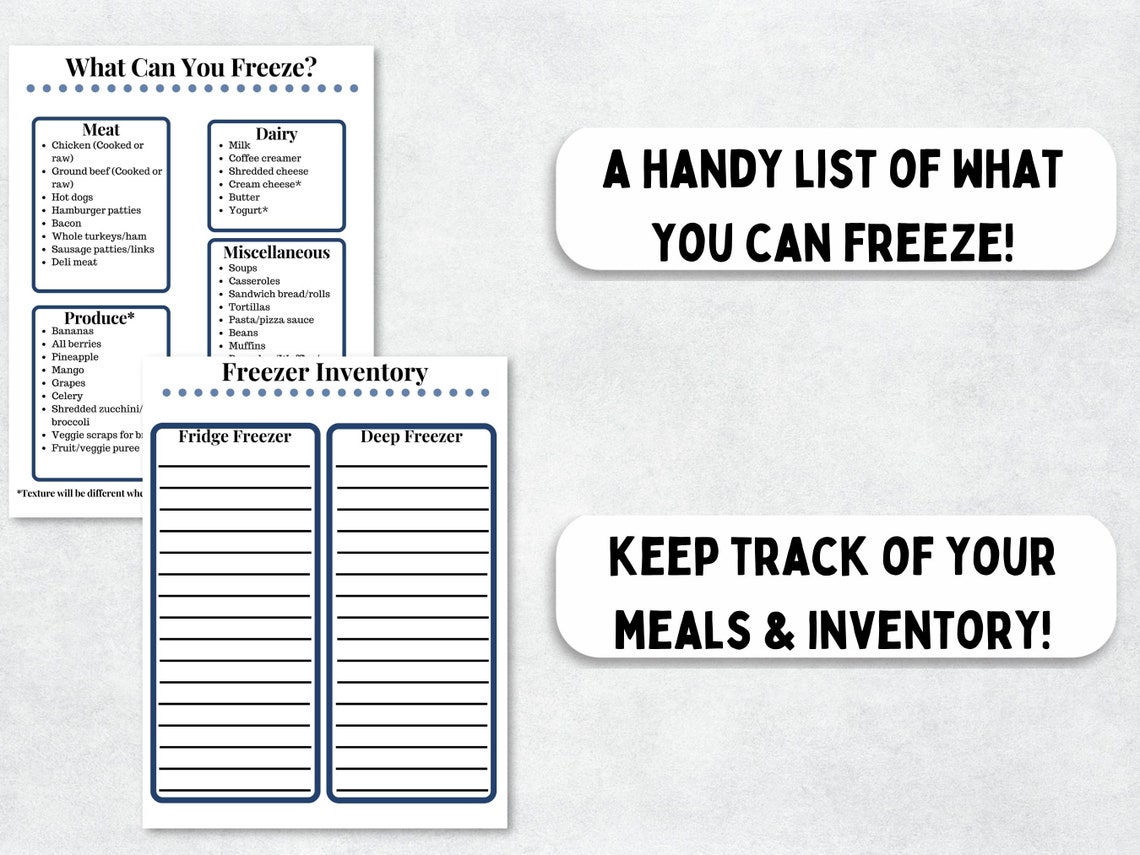 Freezer Meal Planner PDF; Inventory Sheet and Cooking Day Templates ...