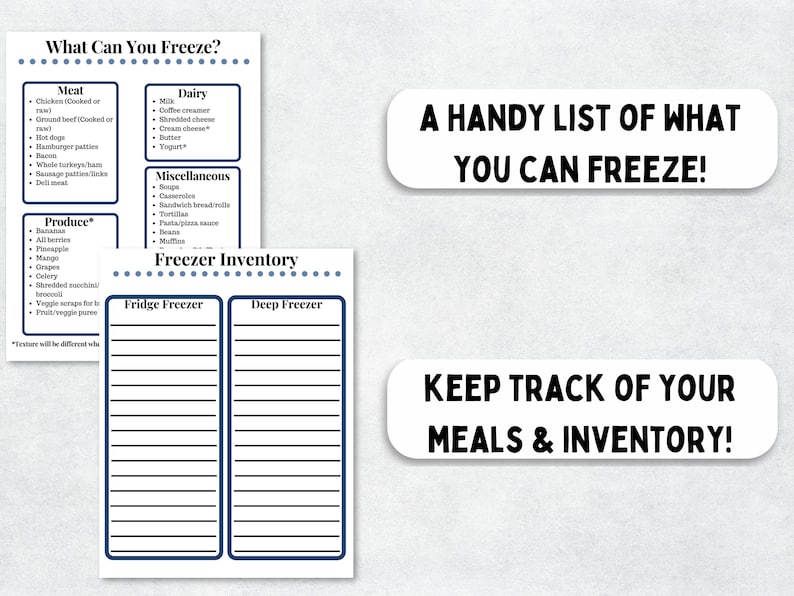 Freezer Meal Planner PDF; Inventory Sheet and Cooking Day Templates ...
