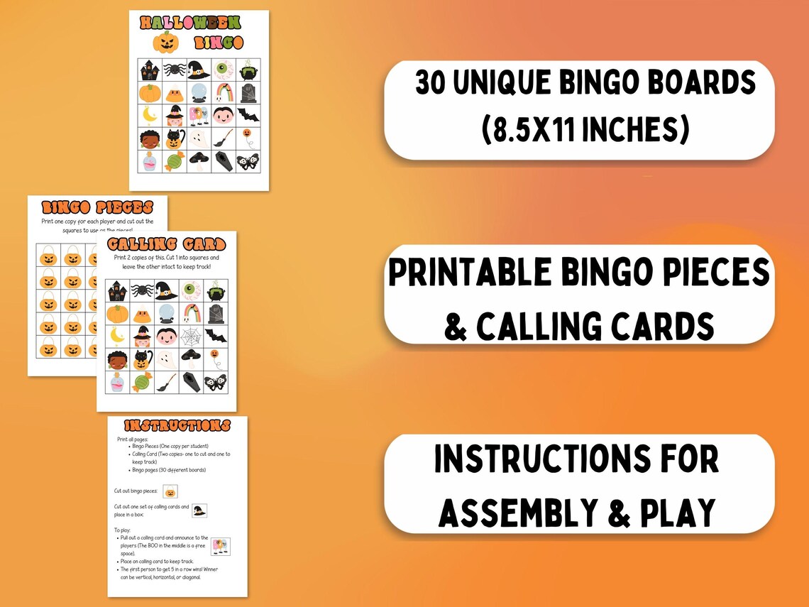 Halloween Bingo for Kids PDF; Halloween Bingo Cards Printable ...