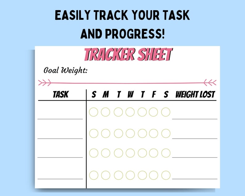 Weight Loss Workbook and Guide; 4 Weeks to Weight Loss; Goal Tracker ...