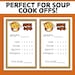 Printable Soup Score Cards; for Soup Cook Offs or Soup Parties; 2 ...