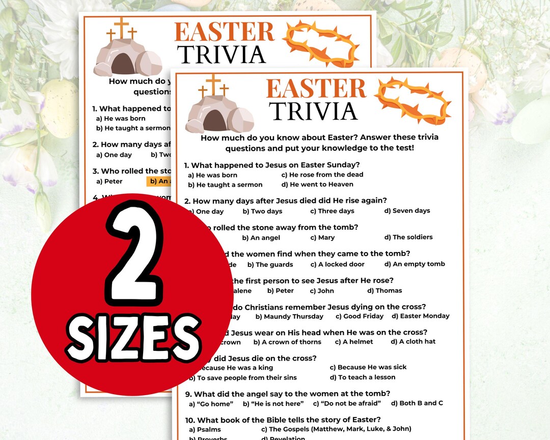 Easter Bible Trivia Game Printable; Religious Easter Trivia Quiz PDF ...