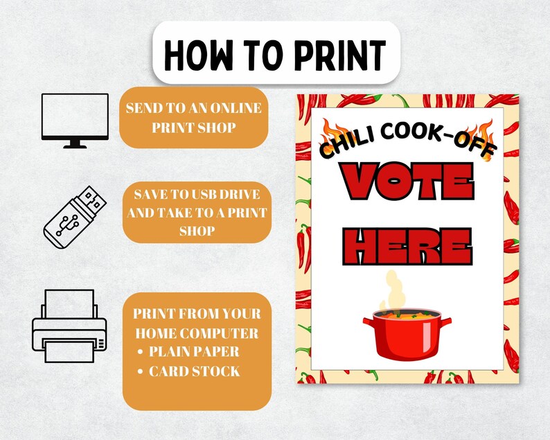 Chili Cook off Party Kit Printables; Chili Score Card; Ballots; Chili ...