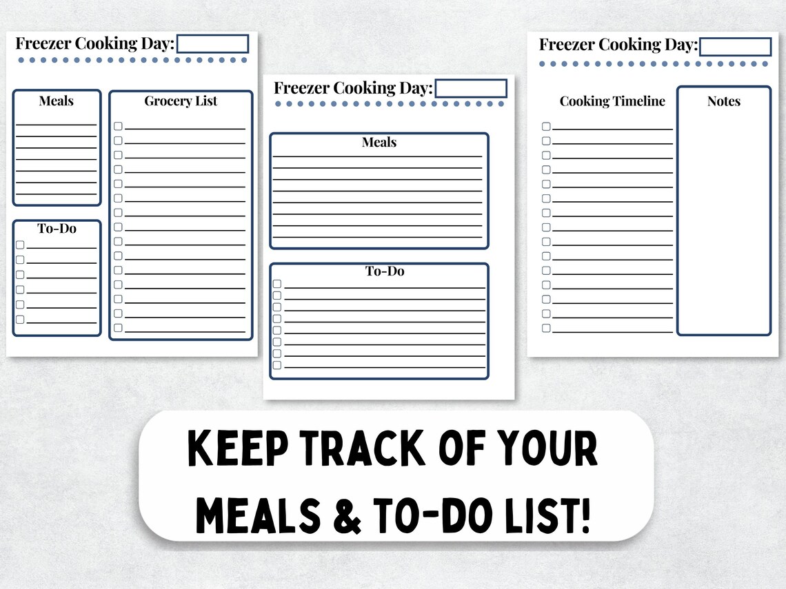 Freezer Meal Planner PDF; Inventory Sheet and Cooking Day Templates ...
