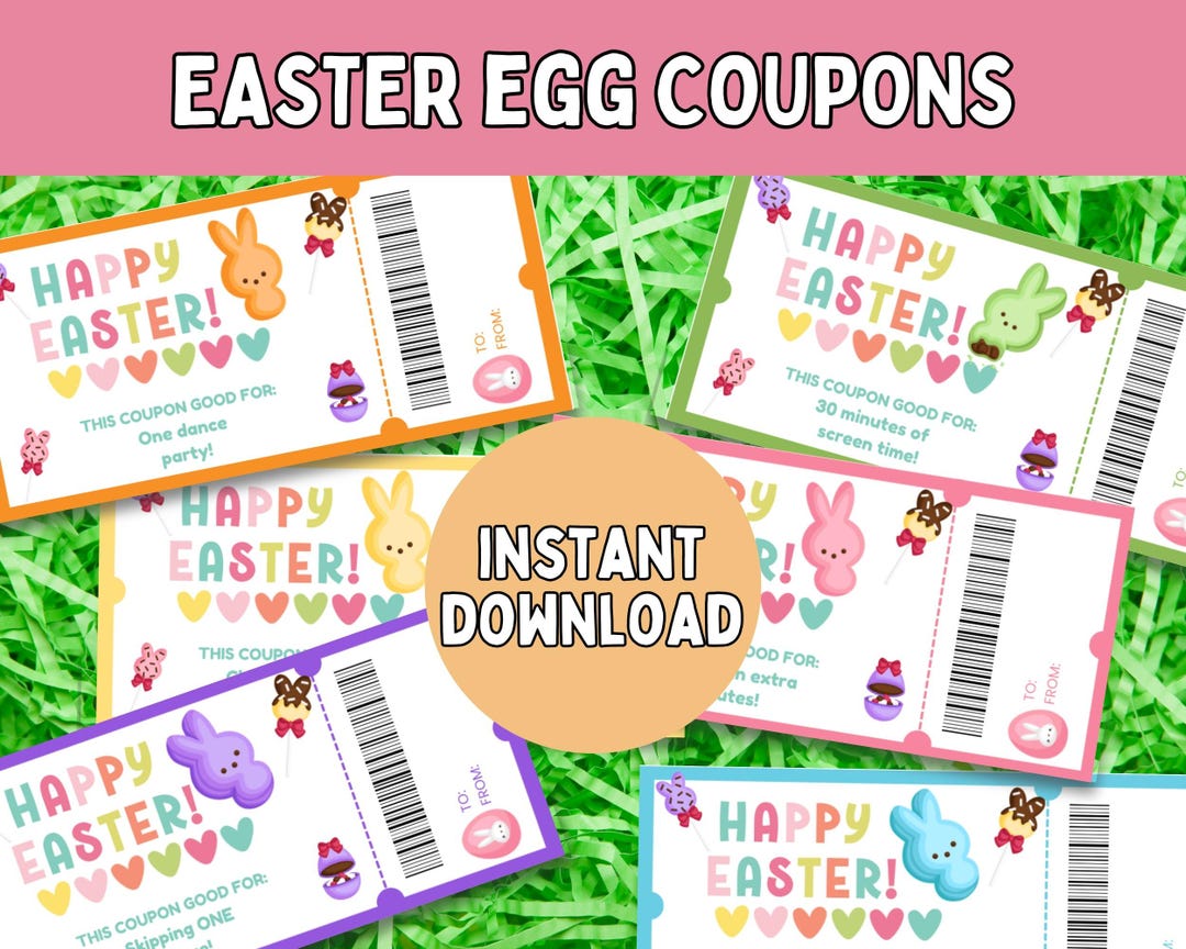 Editable Easter Egg Coupons; Printable Easter Coupons; Easter Gift ...