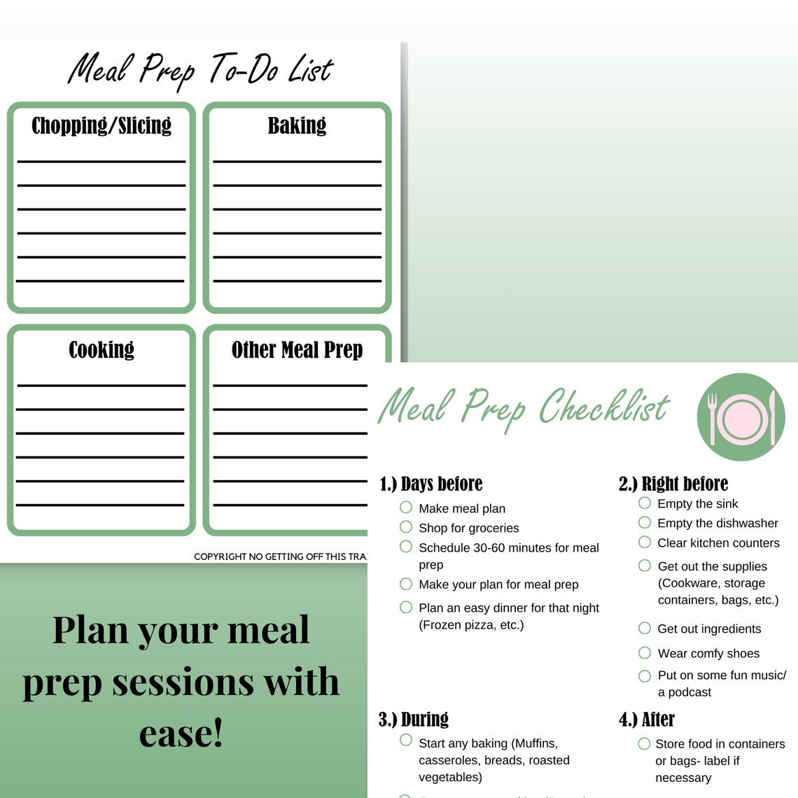 Weekly Meal Prep Planner; Meal Prep Checklist; Cheat Sheet Printable ...
