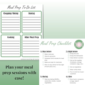Weekly Meal Prep Planner; Meal Prep Checklist; Cheat Sheet Printable ...