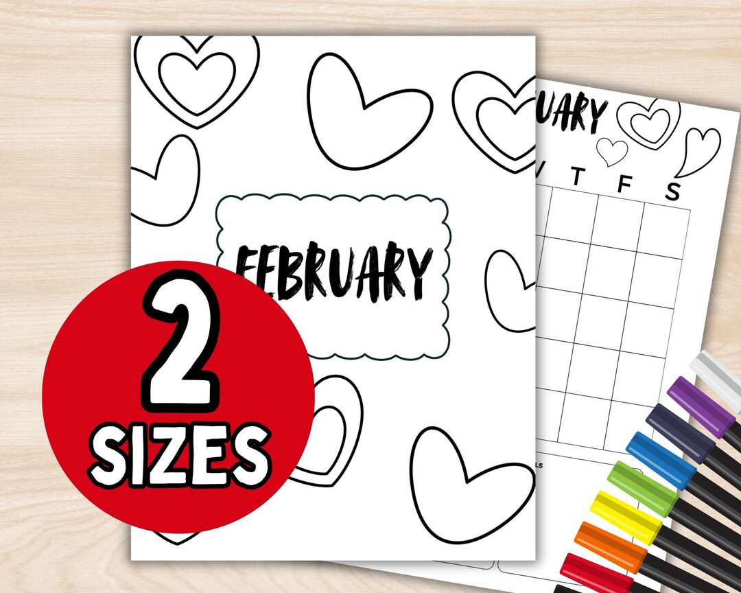 February Journal Cover Page Printable; February Calendar; US Letter ...