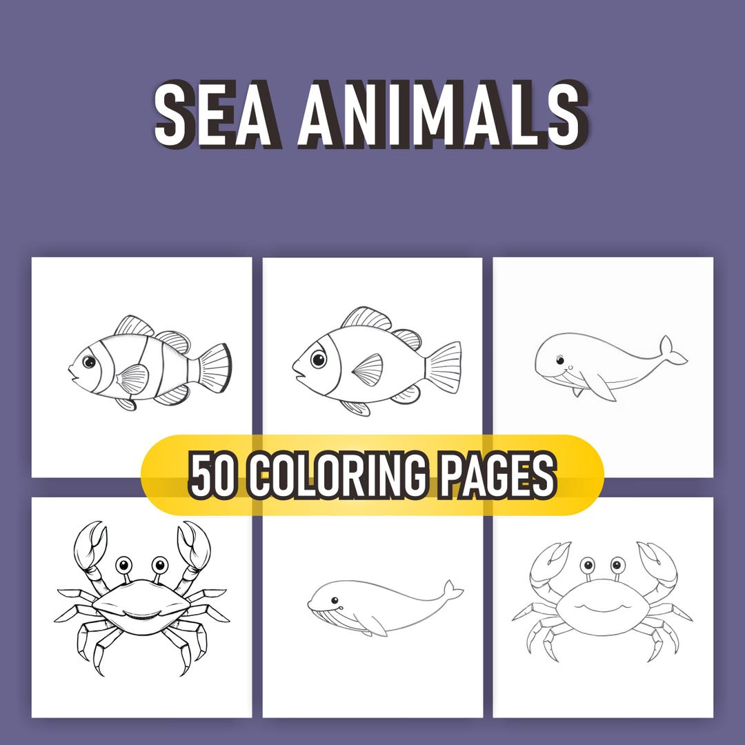 Sea Animals Coloring Book, Coloring Pages Animals, Collection Animals ...