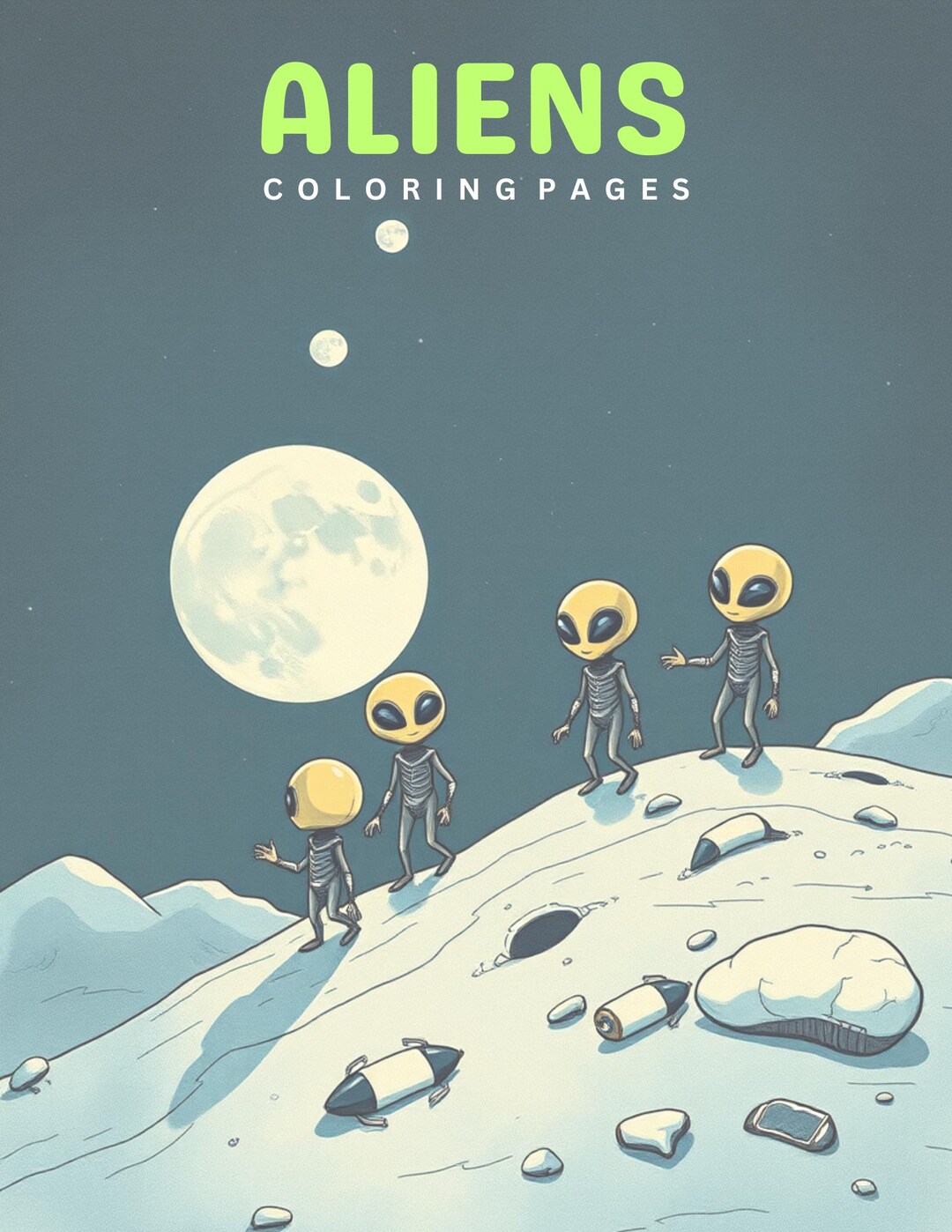 20 Alien Coloring Pages for Adults & Kids, Fantasy Alien Grayscale ...