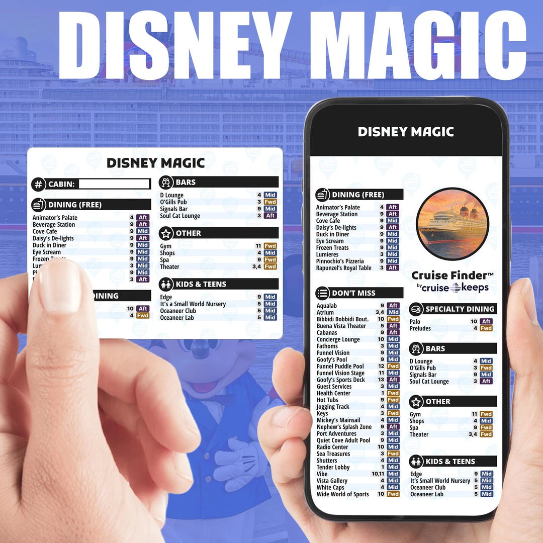 Disney Magic Cruise Deck Finder – Locator Card & Phone Guide (digital ...